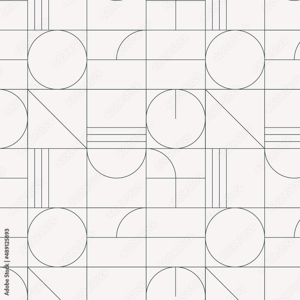 Vetor Geometric vector pattern, repeating linear square circle and half ...