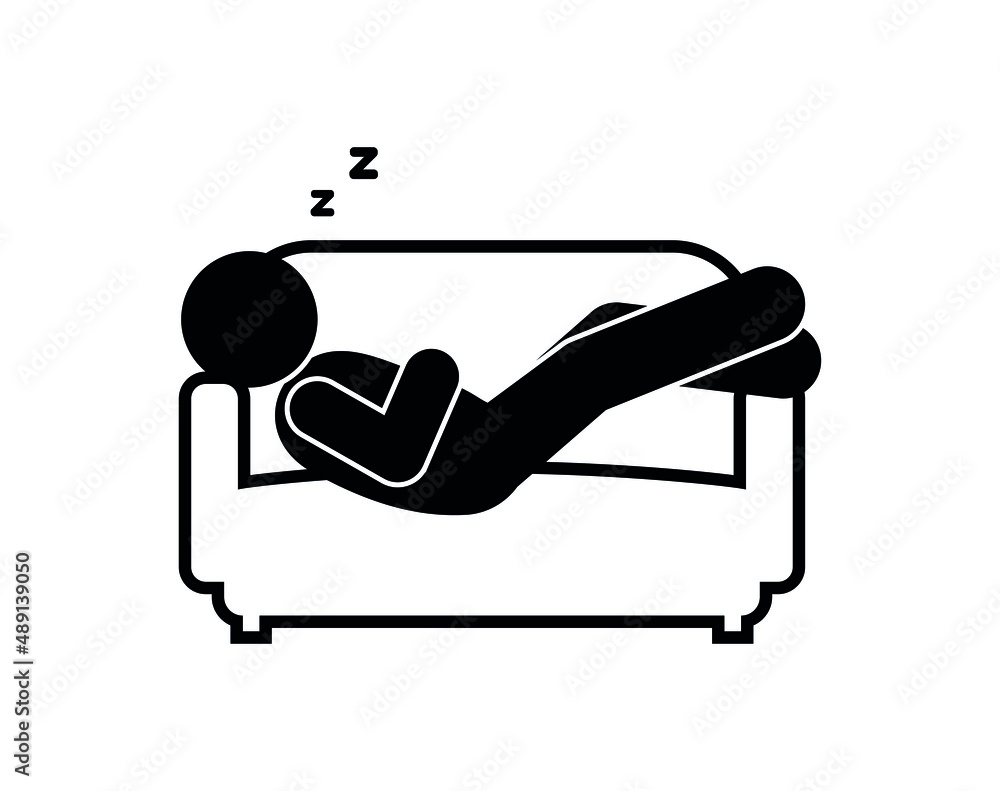 resting man icon, stick figure human silhouette sleeping on stickman ...