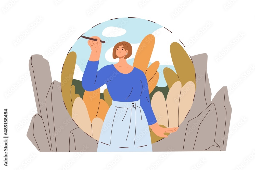 Person setting personal boundaries, limits. Woman creating safe private ...