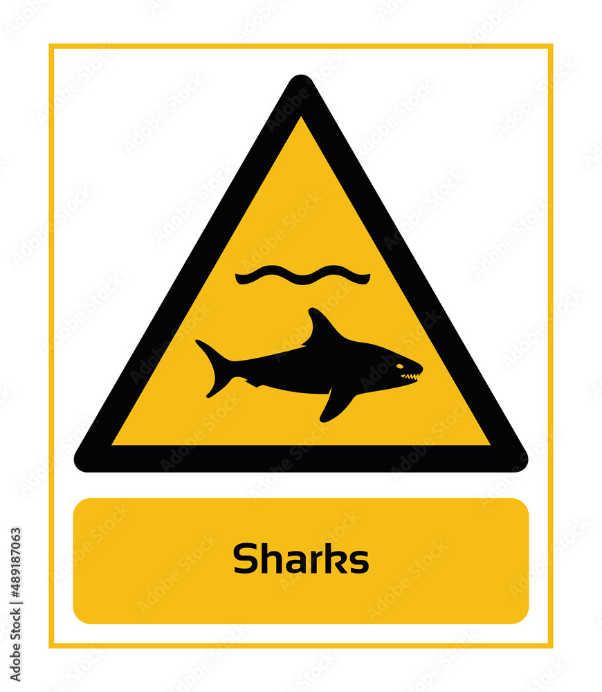 Sharks. Warning Signs. ISO 7010 Sign. Signs of Danger And Alerts ...