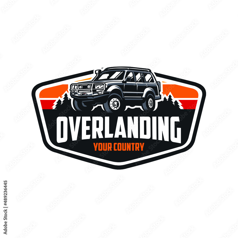 Overland SUV 4x4 truck emblem ready made logo vector isolated in white ...