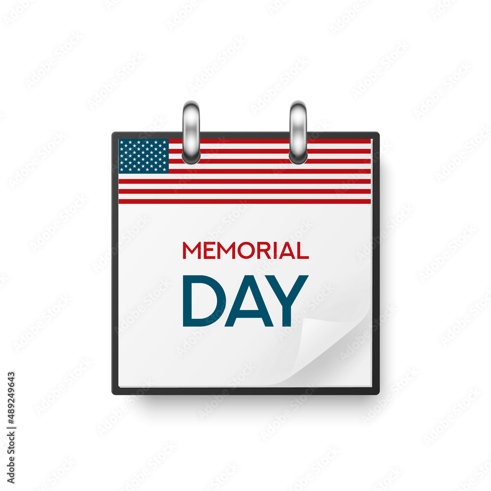Vector 3d Realistic Memorial Day Paper Classic Simple Minimalistic ...