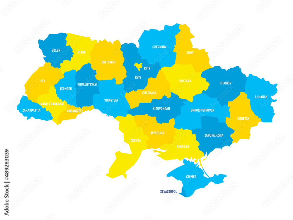 Ukraine - administrative map of oblasts Stock Vector | Adobe Stock