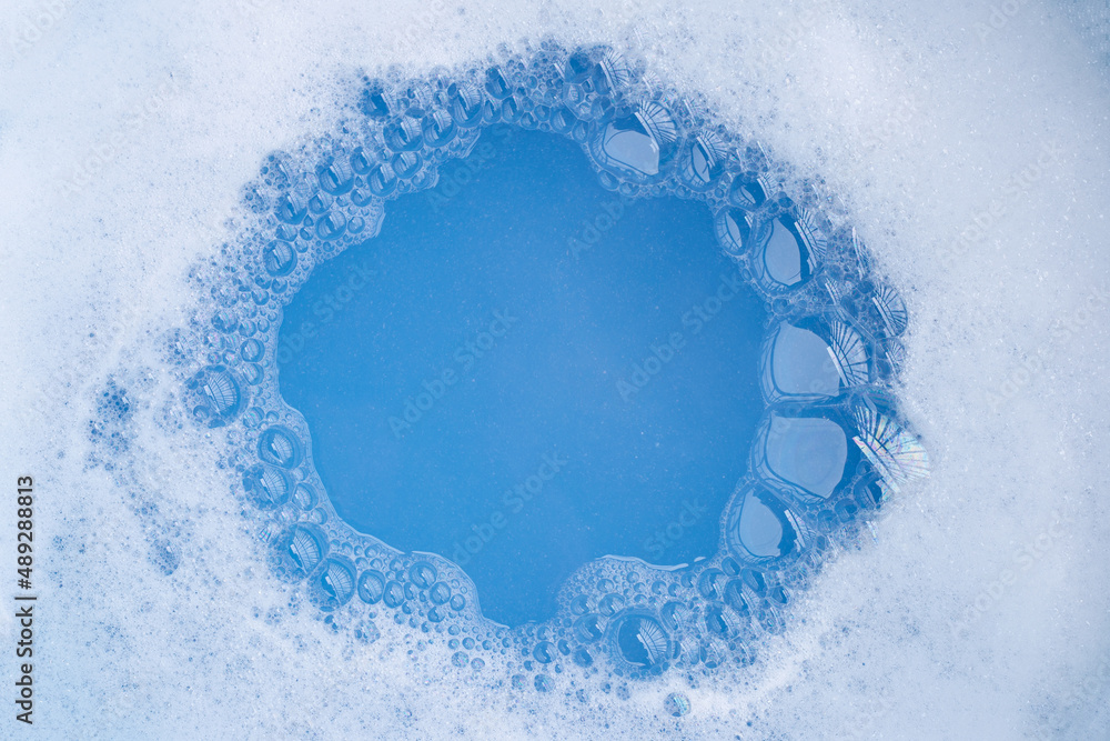 Frame made of detergent foam bubble. Top view Stock Photo | Adobe Stock