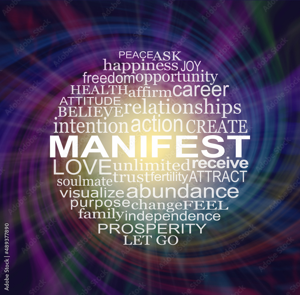 Circular Word Cloud associated with Manifesting what you want ...