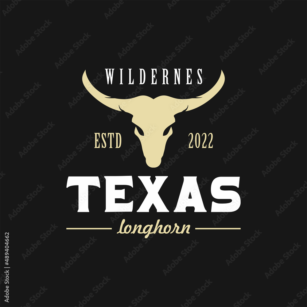 Texas Longhorn. Country Western Bull Cattle Vintage Label Logo Design ...