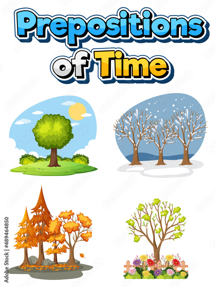 Preposition of time poster design Stock Vector | Adobe Stock
