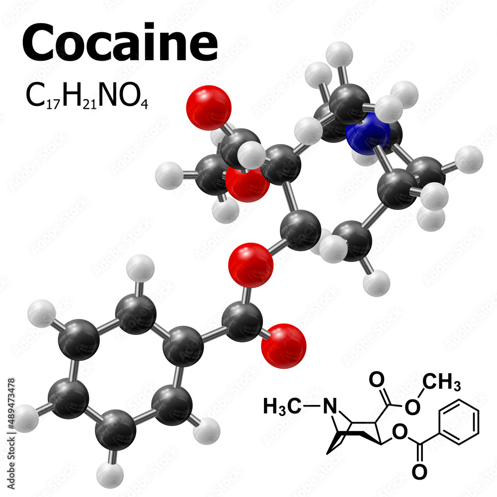 Structural model of Cocaine molecule Stock Vector | Adobe Stock