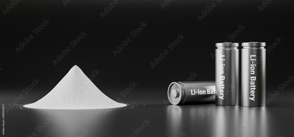 Pile of lithium-rich salt material from deposits for Li-Ion battery ...