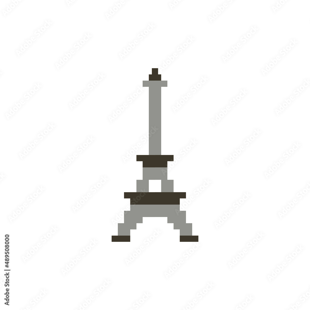 Pixel Eiffel Tower - vector, isolated. Paris sign. 8-bit pixel eiffel ...