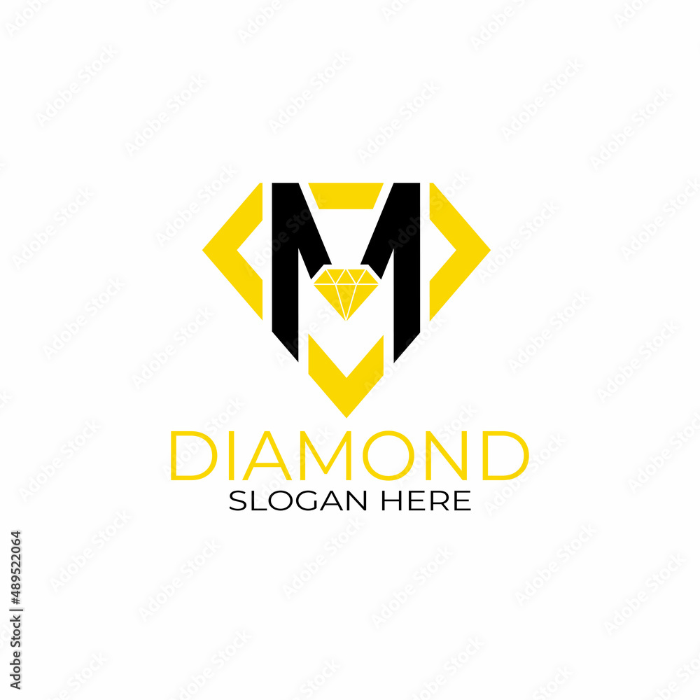 Letter m Diamond Logo Design with Line Art Style. Design Concept, Logos ...