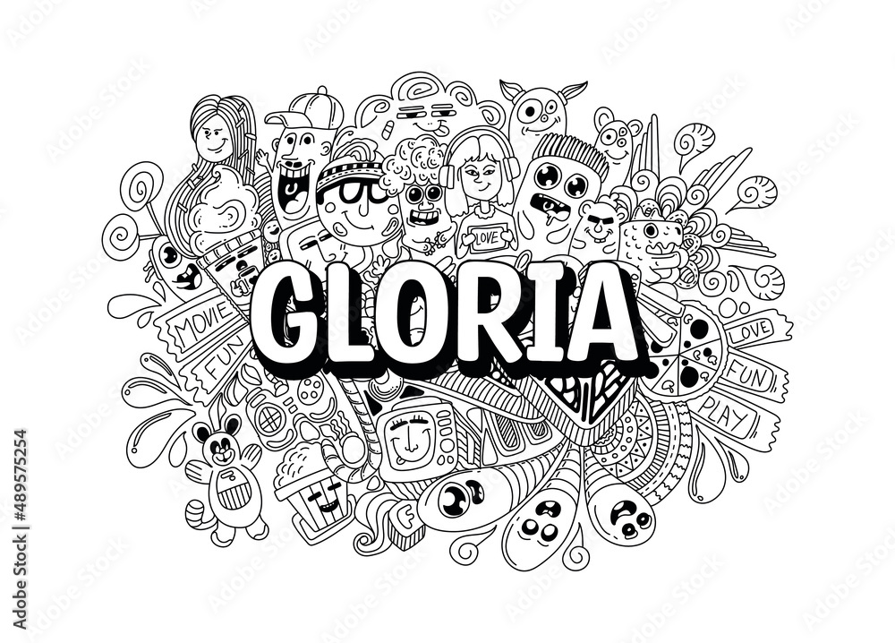 Gloria #name doodle art Stock Illustration | Adobe Stock
