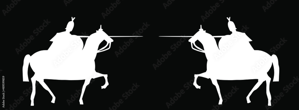 Image vectorielle Stock Knights in battle riding horse with armor ...