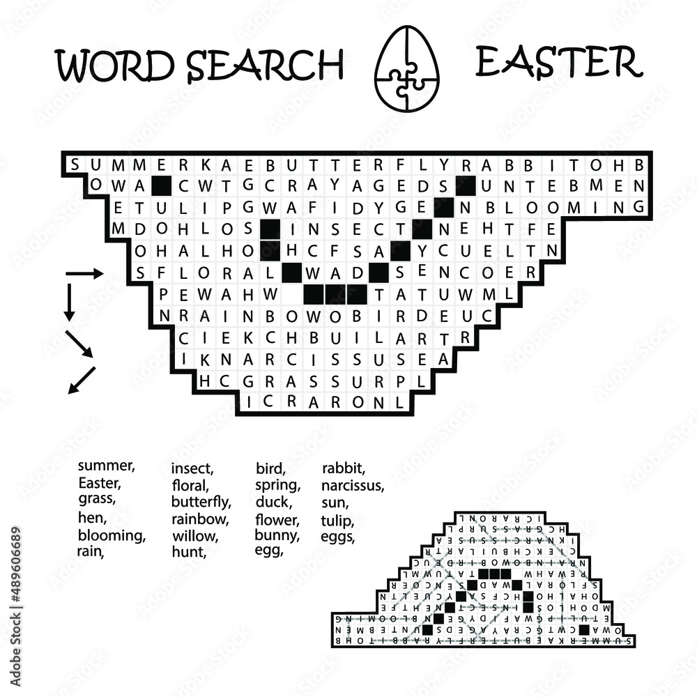 Easter word search crossword puzzle for children. Find the listed words ...
