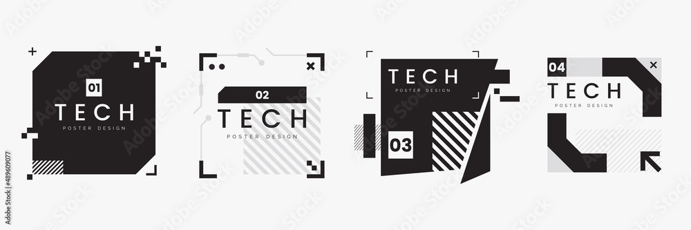 Text boxes collection in abstract technology style. Futuristic HUD ...