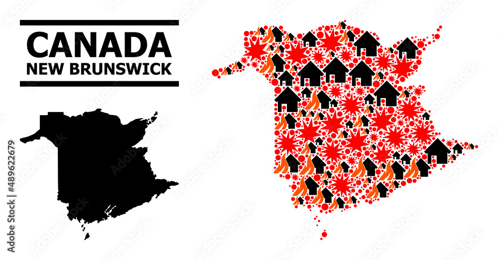 Image vectorielle Stock War collage vector map of New Brunswick ...