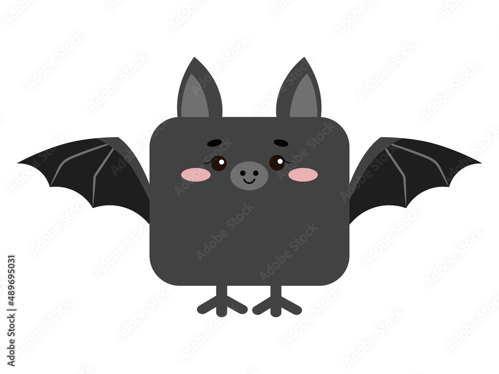 Square bat forest animal face with paws icon isolated on white ...