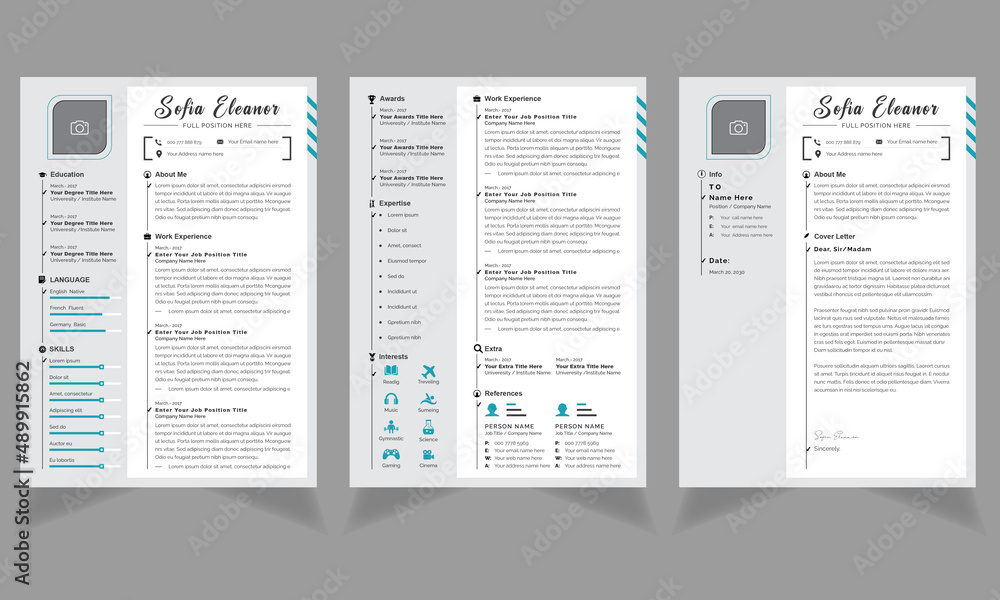 Creative Professional Resume CV Templates with Cover Letter Layout ...