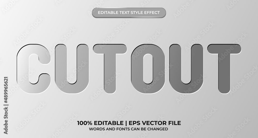 Cutout text effect with editable font style Stock Vector | Adobe Stock