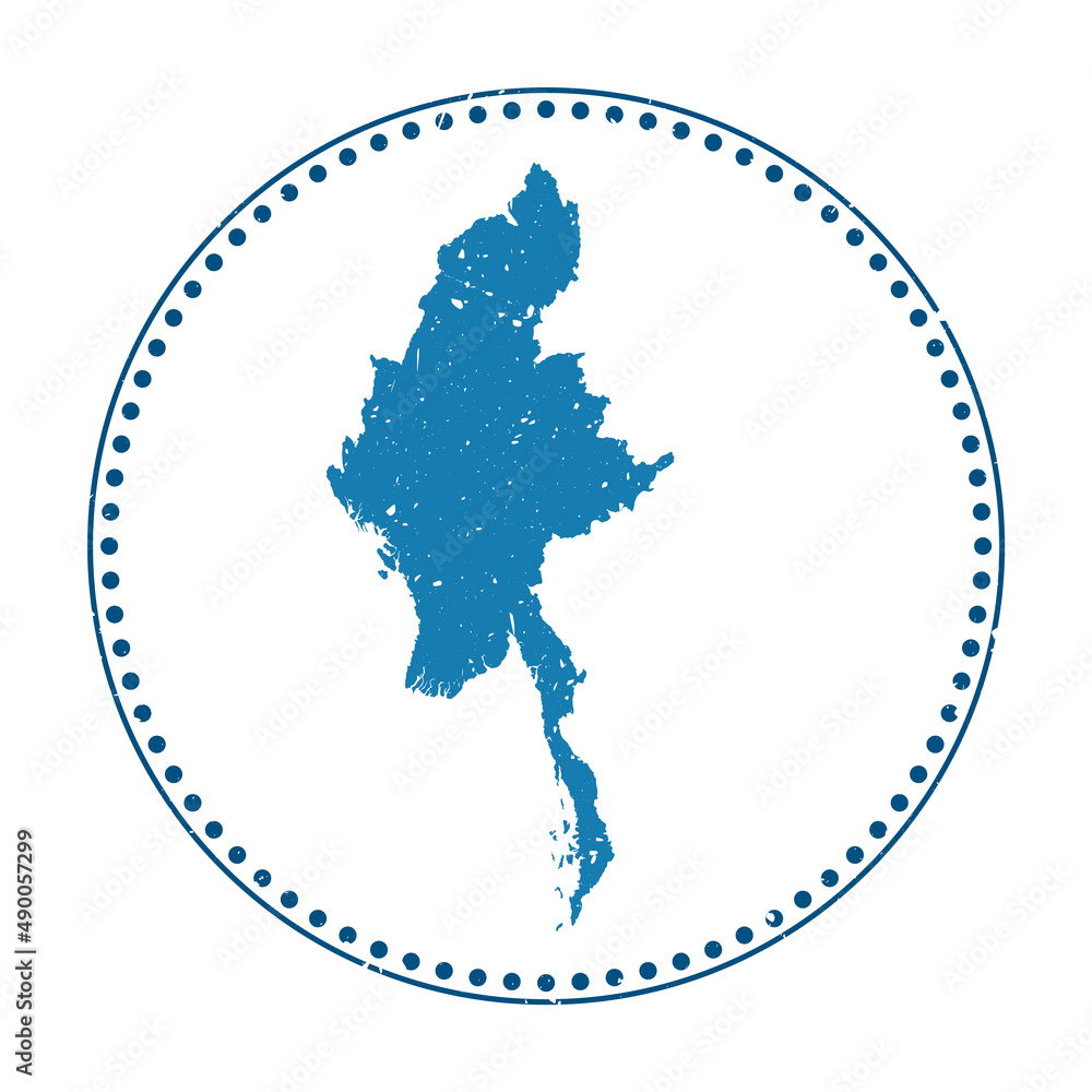Myanmar sticker. Travel rubber stamp with a map of the country, vector ...