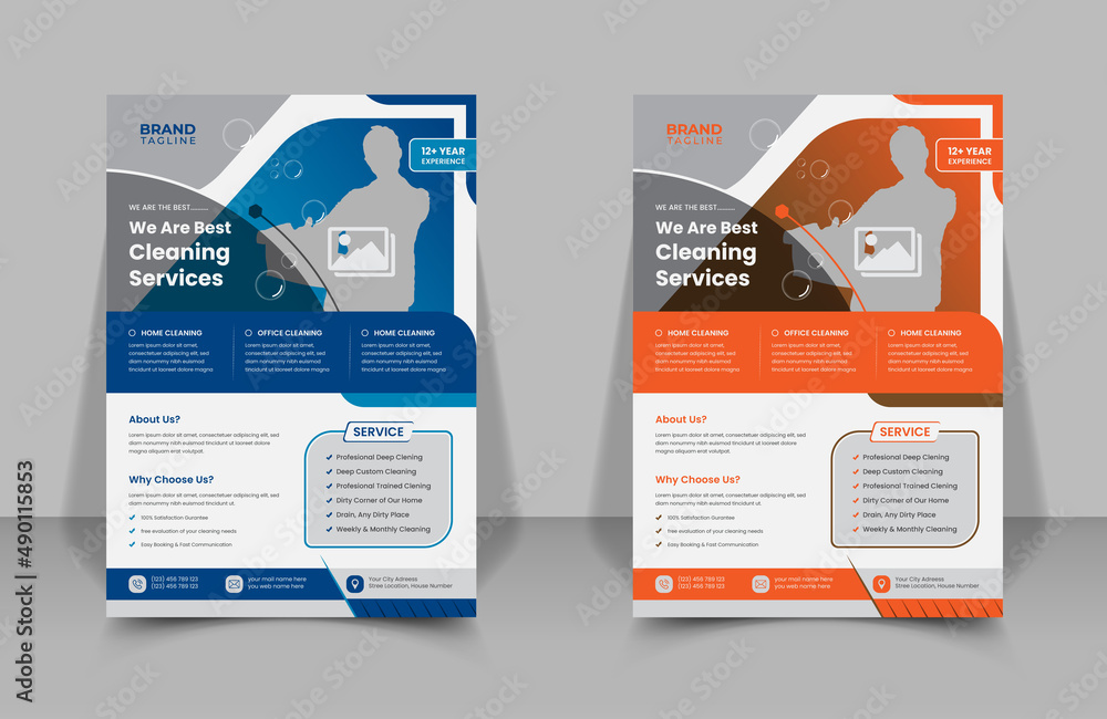 Vector de Stock Cleaning service flyer template design with magazine ...