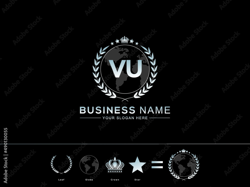 Abstract VU Logo Image, Premium letter vu logo design Simple circle ...