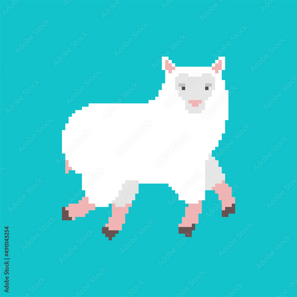 Vector de Stock Sheep pixel art. Lamb cartoon 8 bit. Farm animal pixelated Vector illustration ...