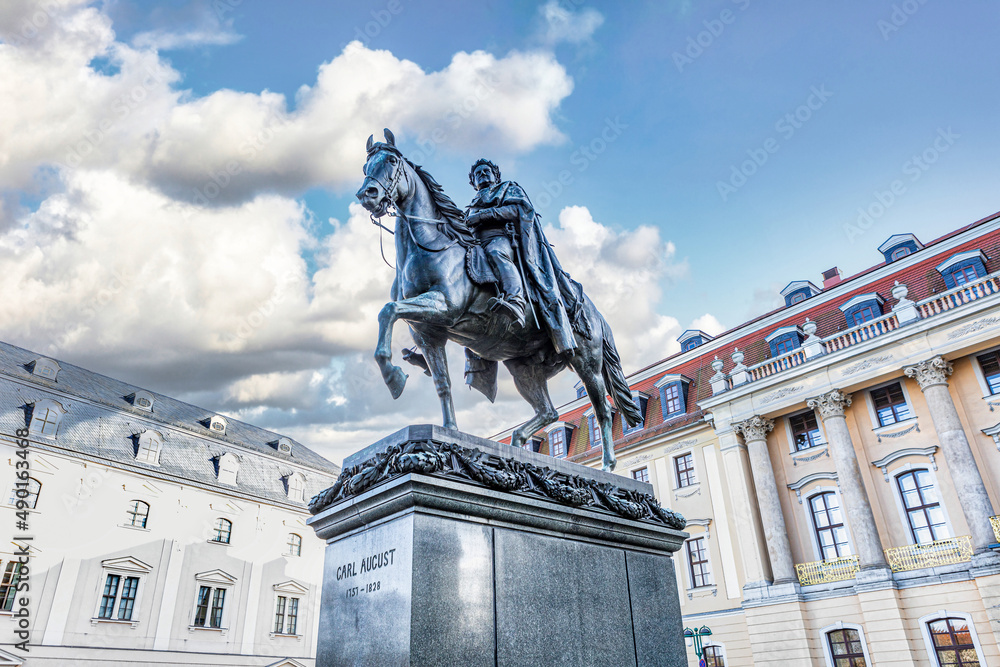 Monument statue of Carl August, grand duke of Saxe-Weimar-Eisenach at ...