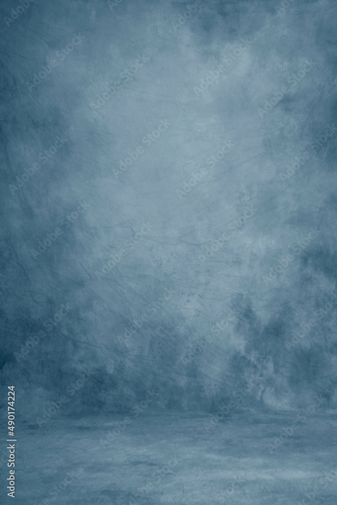 Classic blue photography studio portraiture cloth background or ...