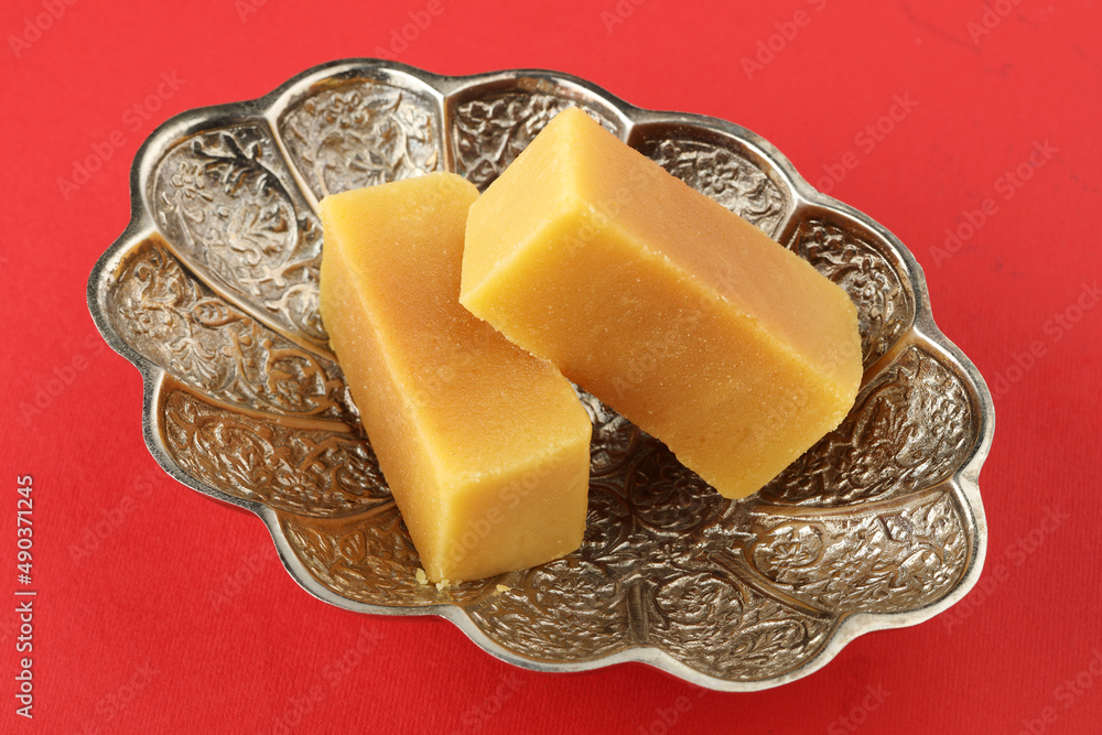 Mysore pak, a traditional, popular, and delicious sweet dish native to ...
