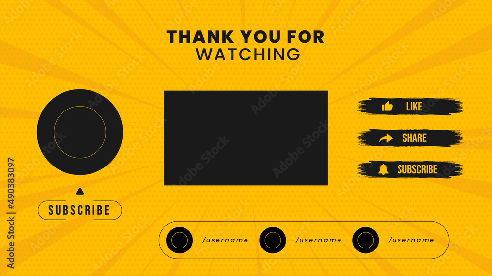 Youtube End Screen Template. Youtube Video Template, background, Outro ...