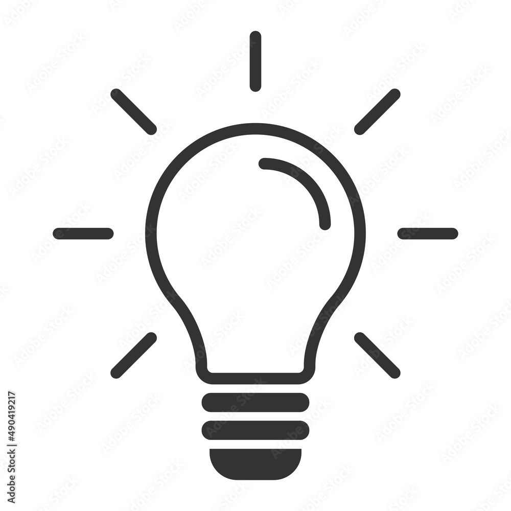 Light Bulb lamp icon. Idea, solution symbol. Isolated on white background. Vector illustration ...