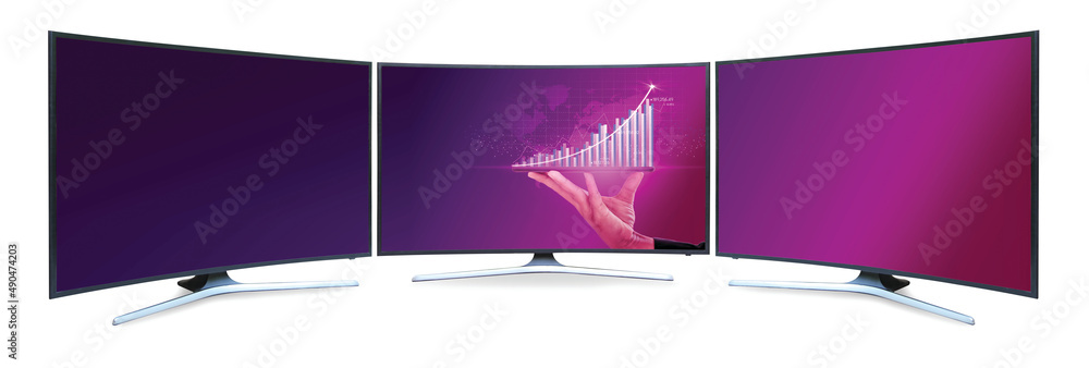 Curved TV 4K flat screen lcd or oled, plasma realistic, White blank HD ...
