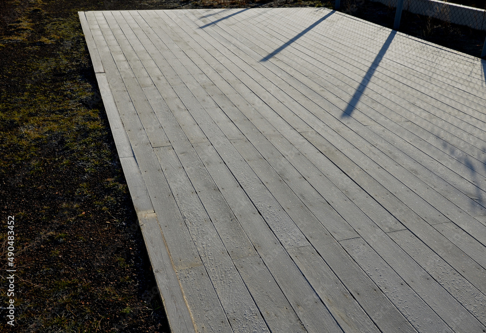 tropical wood plank ramp with wheelchair specially adapted for ...