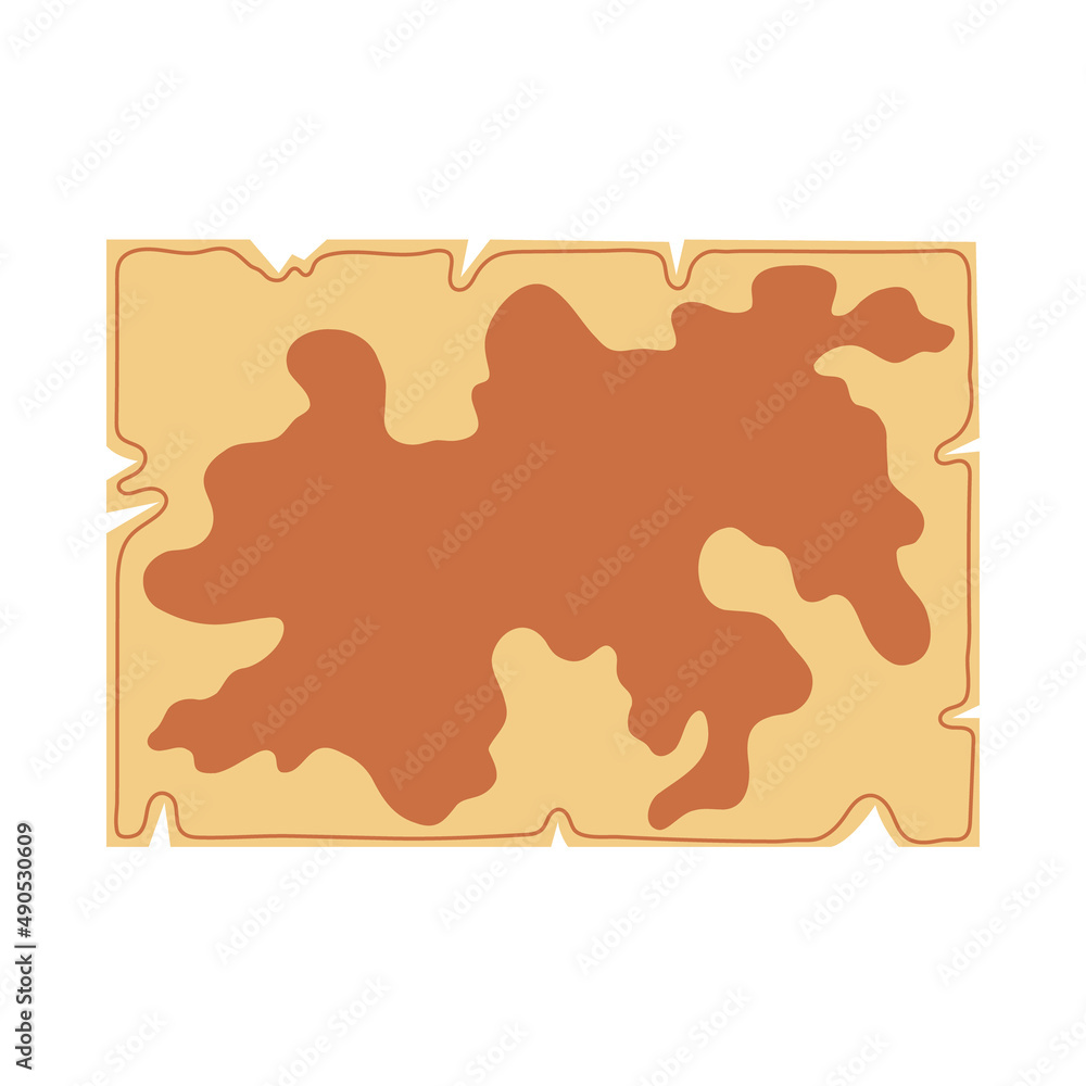 Horizontal papyrus paper map pirate. Doodle illustration nature Hand ...