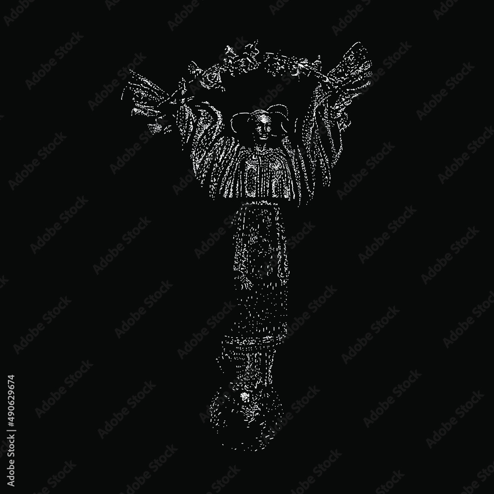 angel statue of independence monument in scratch style. hand drawing ...