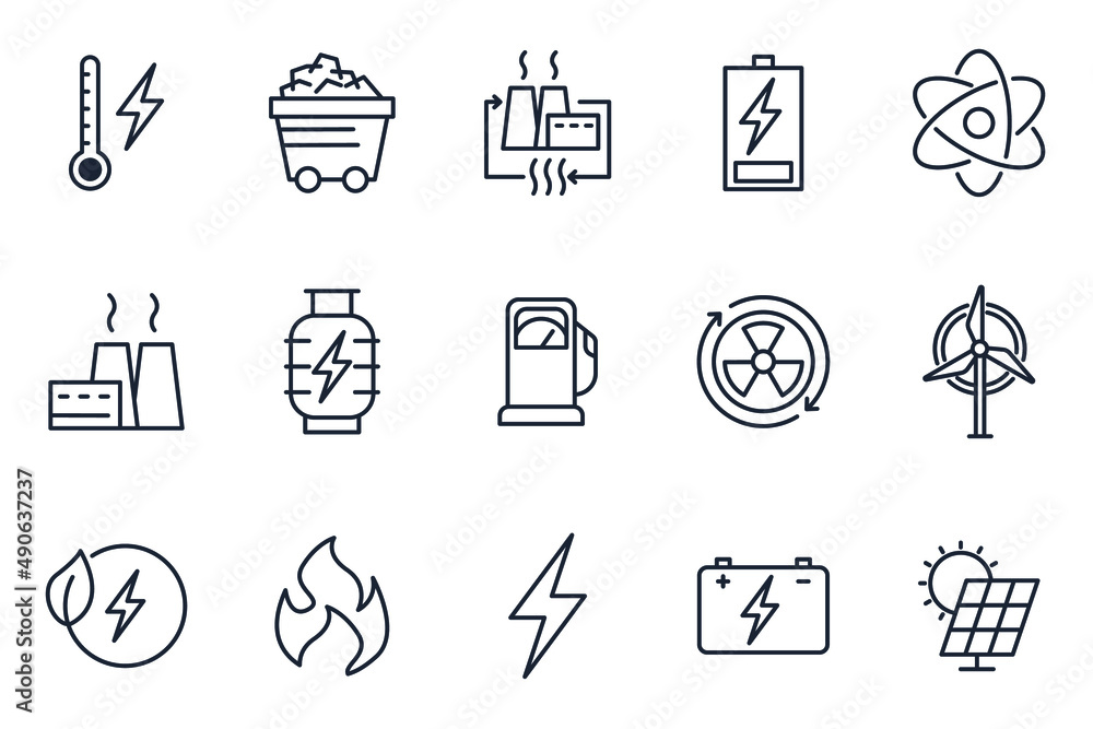 set of Energy Types elements symbol template for graphic and web design ...
