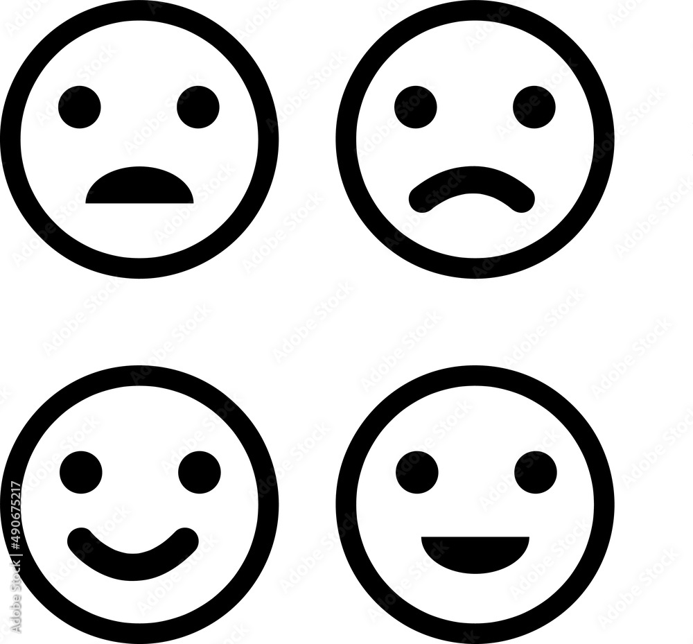 Emoji icon set of satisfaction level. Simple feedback in form of ...