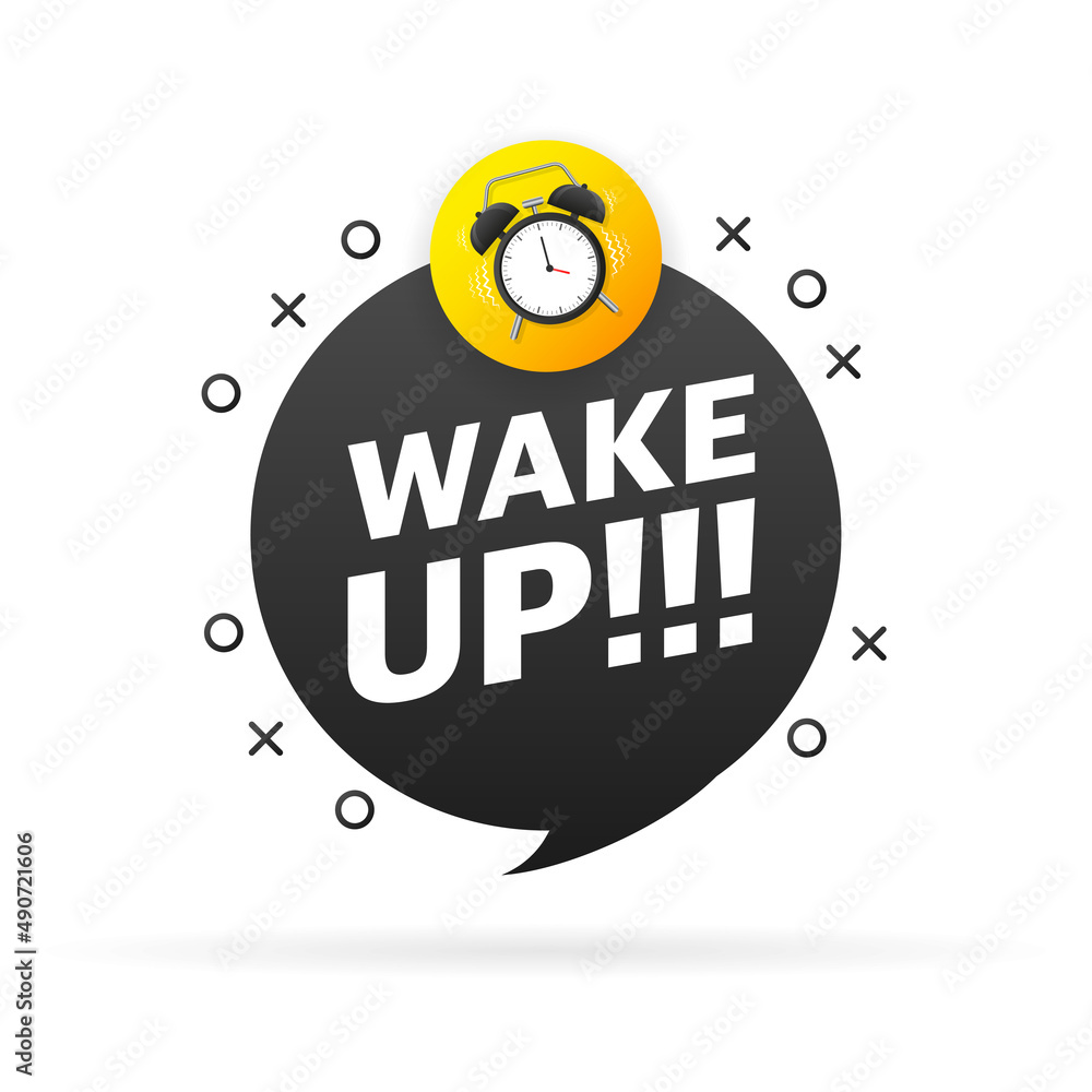 Classic alarm with wake up sign, great design for any purposes. Flat ...