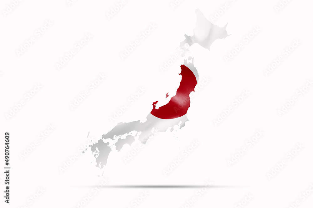 Japan map isolated on white background with national flag pattern style ...