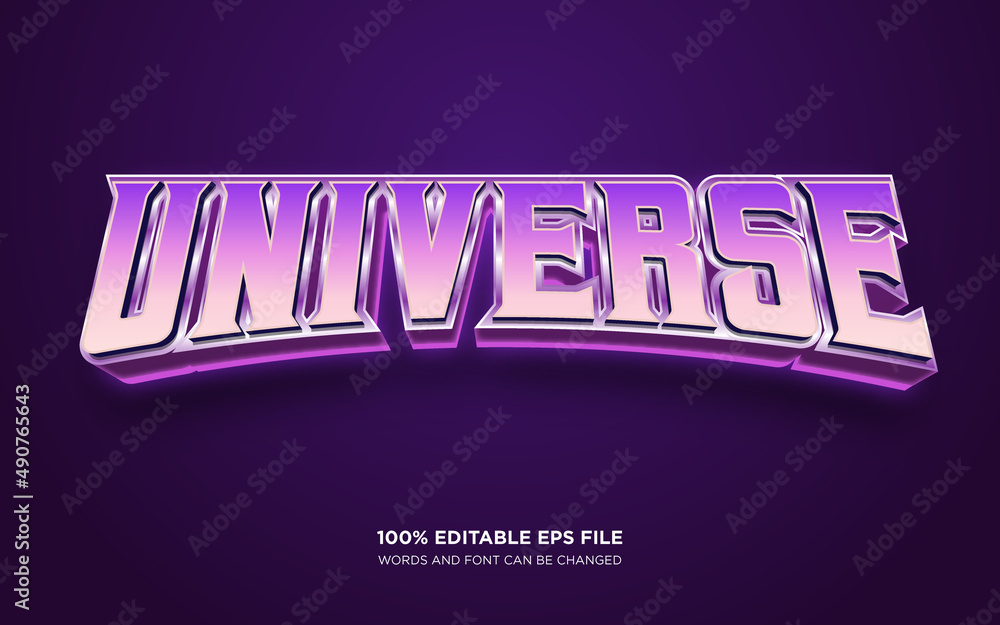 Universe 3D editable text style effect Stock Vector | Adobe Stock