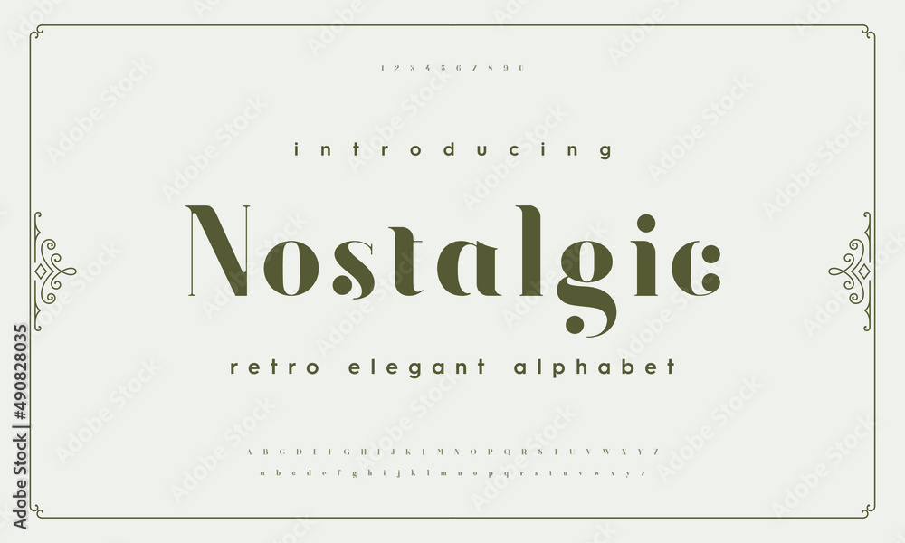 Classic elegant typography. Alphabet and numbering uppercase. Vector ...