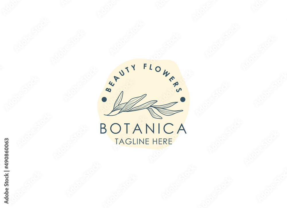 Botanica vector logo. Bio cosmetics emblem. Organic product sign. Leaf ...