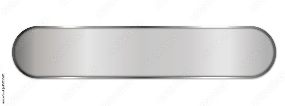 long silver ribbon banner with silver frame on white background Stock ...
