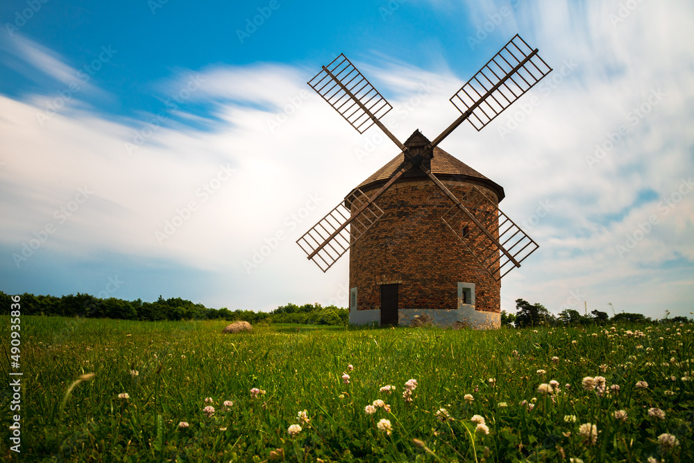 The Chvalkovice windmill is an 11-meter-high mill from 1873 equipped ...