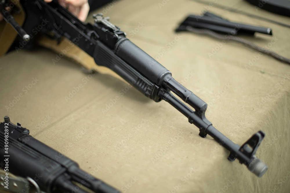 Assembly of AK 47 assault rifle. Firearms Kalashnikov assault rifle ...