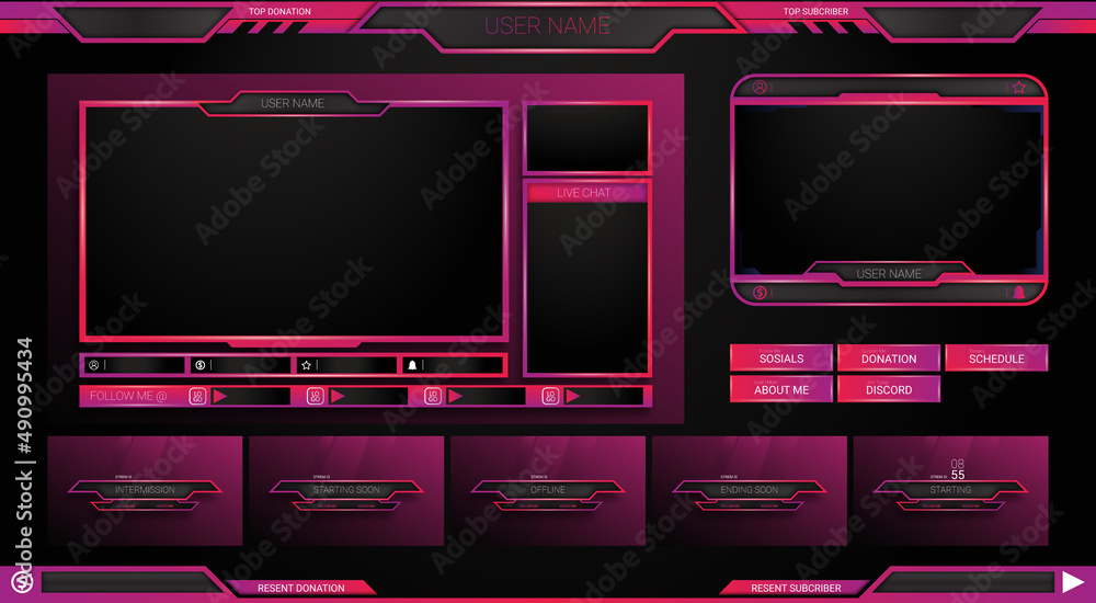 twitch Stream Facecam OBS Template overlay design Pack . modern ...