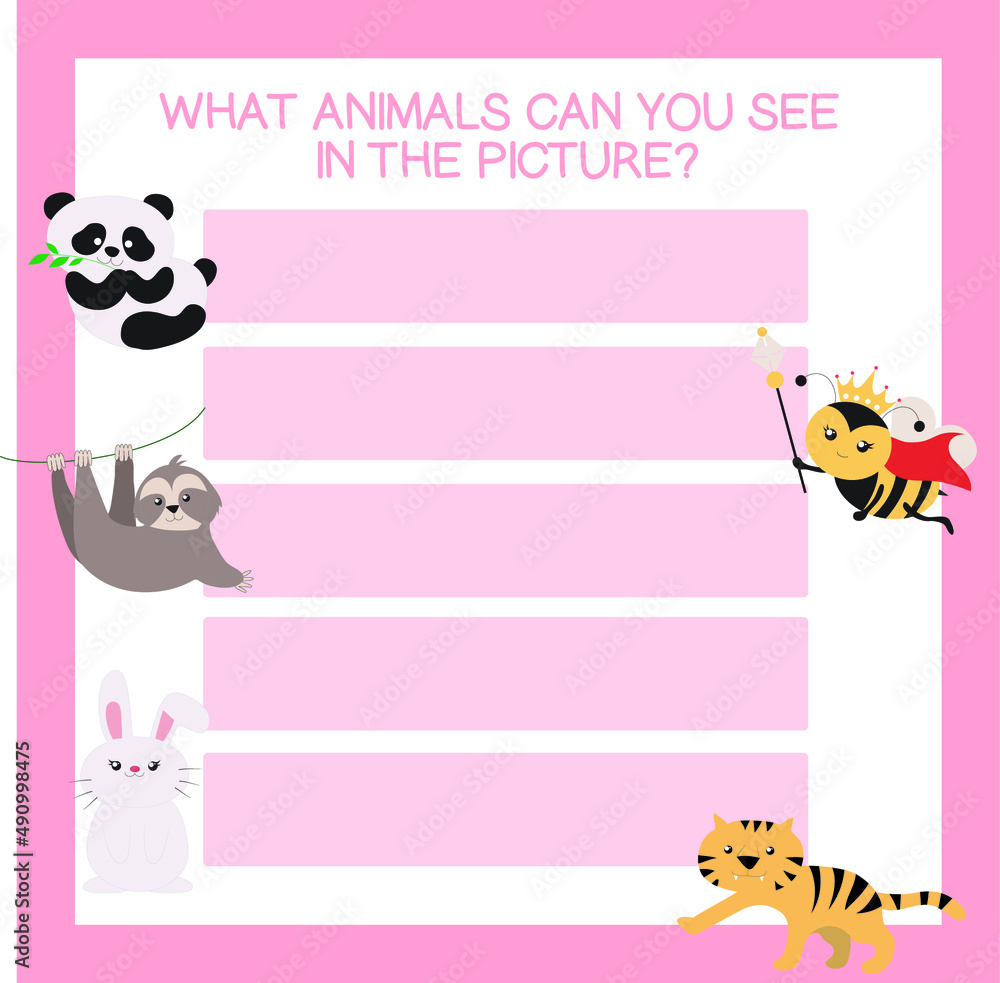 What animals can you see in the picture worksheet. Cute printable ...