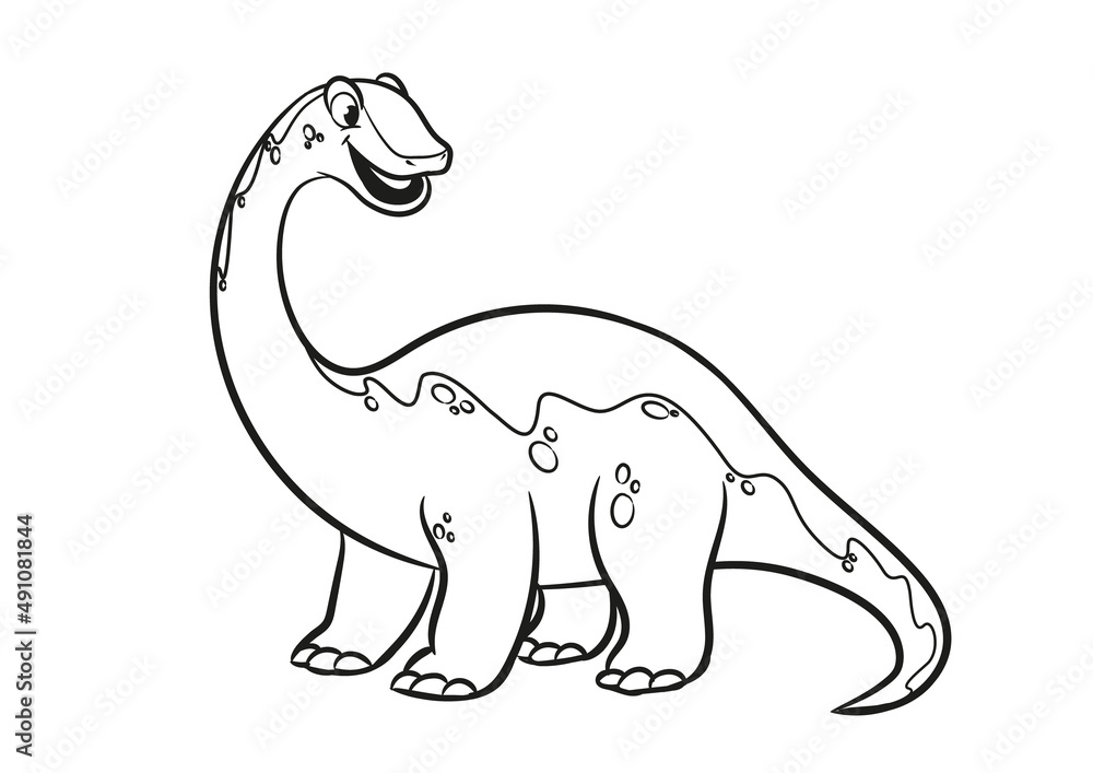 brontosaurus cartoon illustration coloring book Stock Vector | Adobe Stock