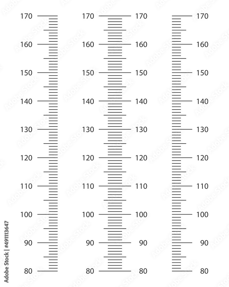 Stadiometer scale set from 80 to 170 cm. Kids height chart template for ...
